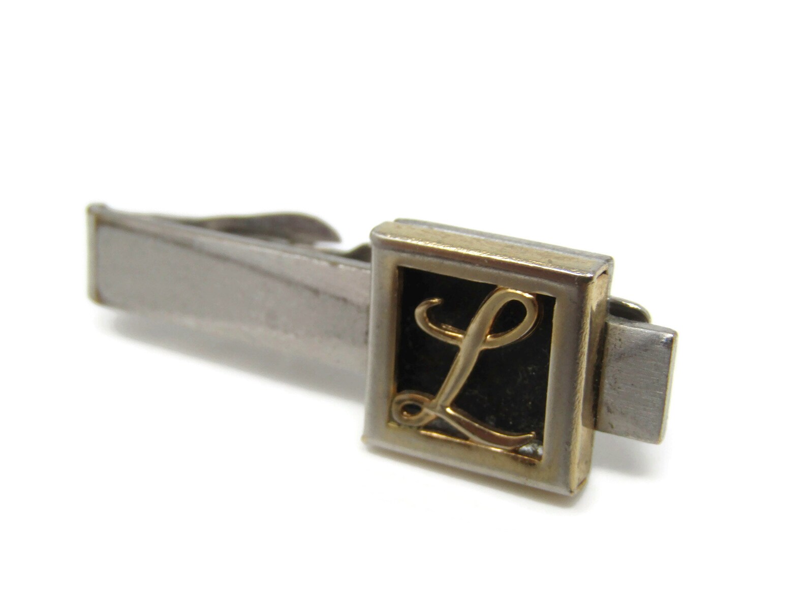 Letter L Initial Cursive Design Tie Clip Bar Faded Silver Tone - Etsy