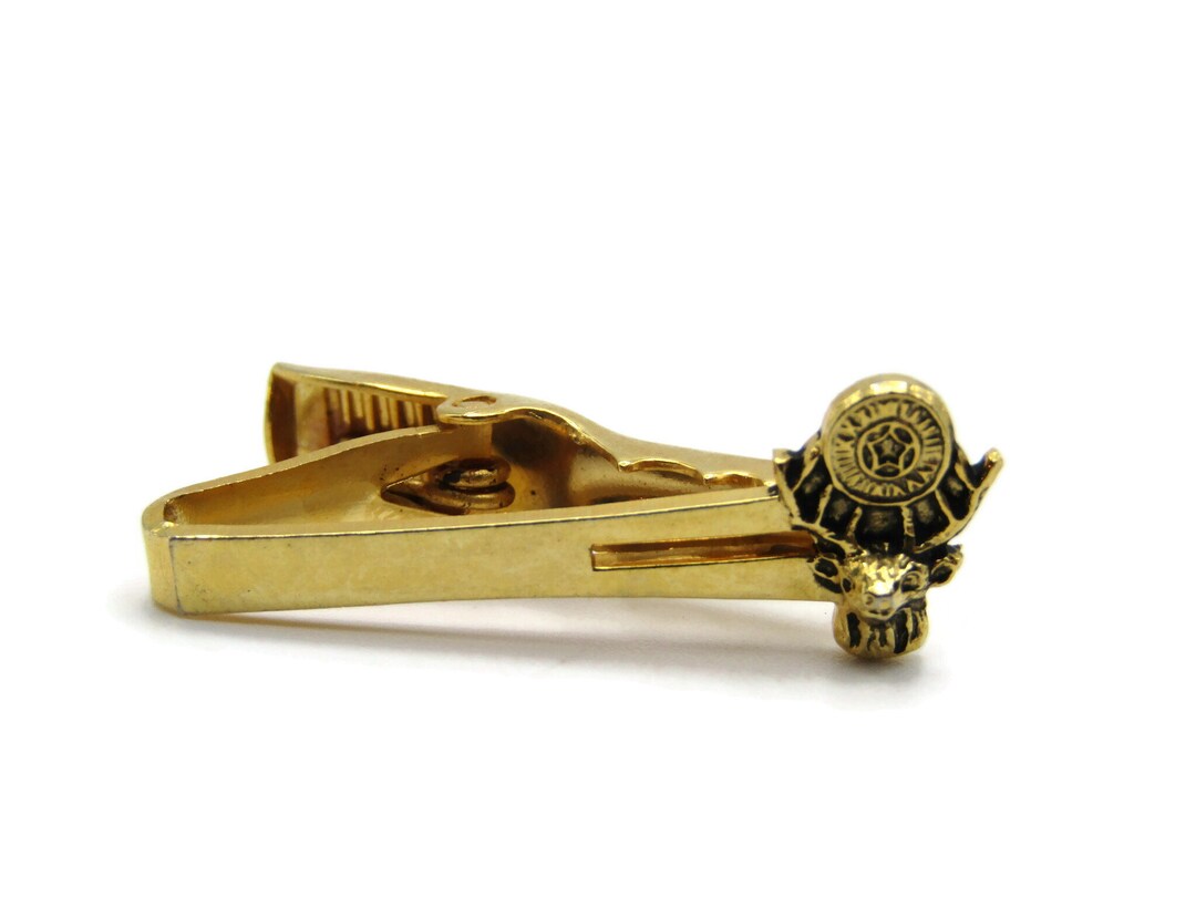 Elks Insignia Etched Gold Tone Tie Bar Tie Clip Modernist Men's Jewelry ...