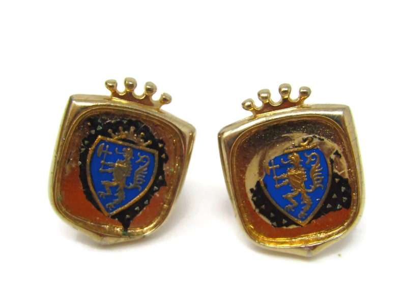 Shield Crest Cufflinks for Men Vintage (paint Wear) - Etsy