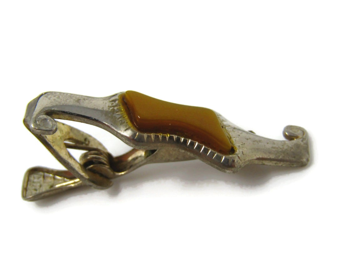 Rare Design Tie Clip Vintage Mens Tie Bar Orange Center Gift for Dad ...