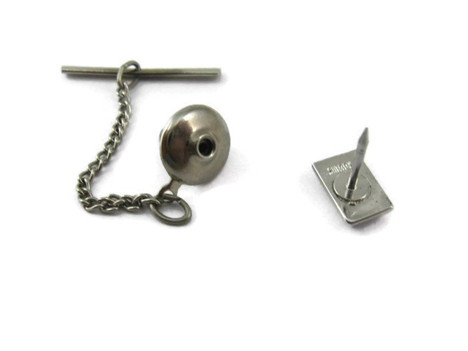 Vintage Tie Tack Pin: Grooved Texture Silver Tone Rectangle | Etsy