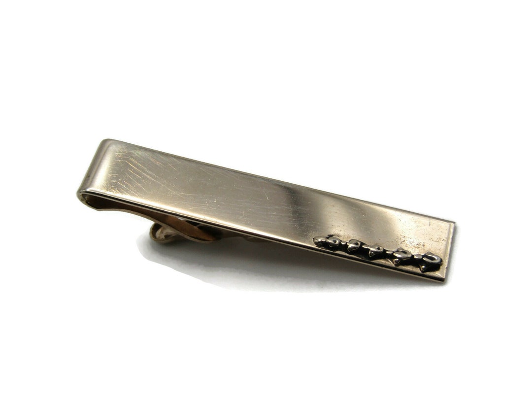 Modernist Design Gold Tone Tie Bar Decorative Abstract Design Edge Tie ...