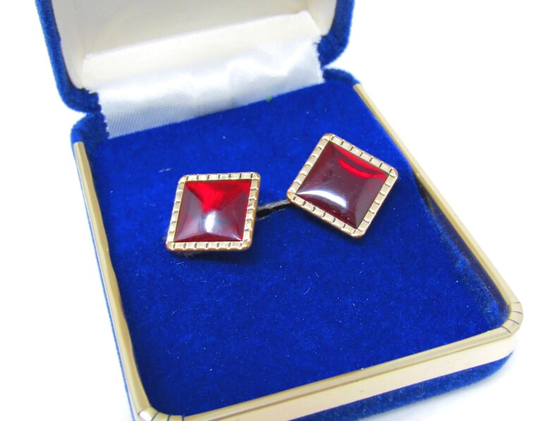 Men's Cufflinks Set Vintage Deep Red High Quality - Etsy