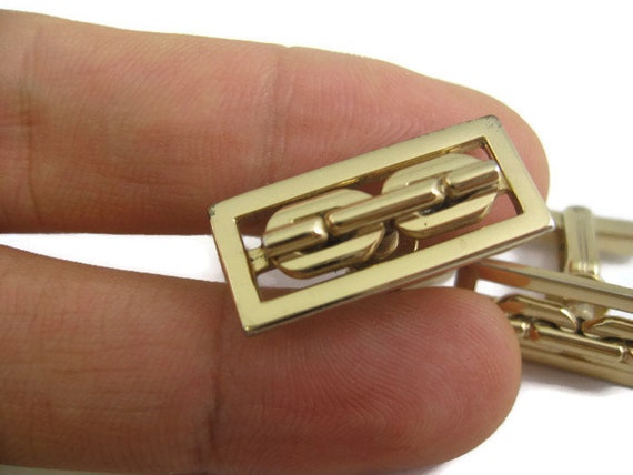 Double Chain Link Design Gold Tone Vintage Men's Cuff… - Gem