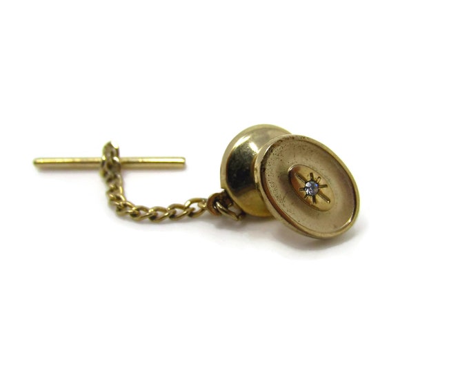Vintage Tie Tack Tie Pin: Clear Jewel Center Star Design Gold - Etsy