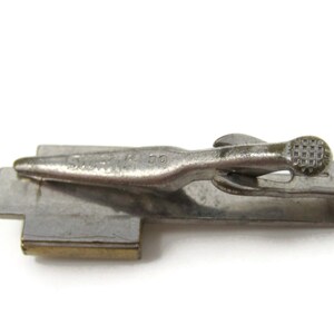 Letter L Initial Cursive Design Tie Clip Bar Faded Silver Tone Vintage ...