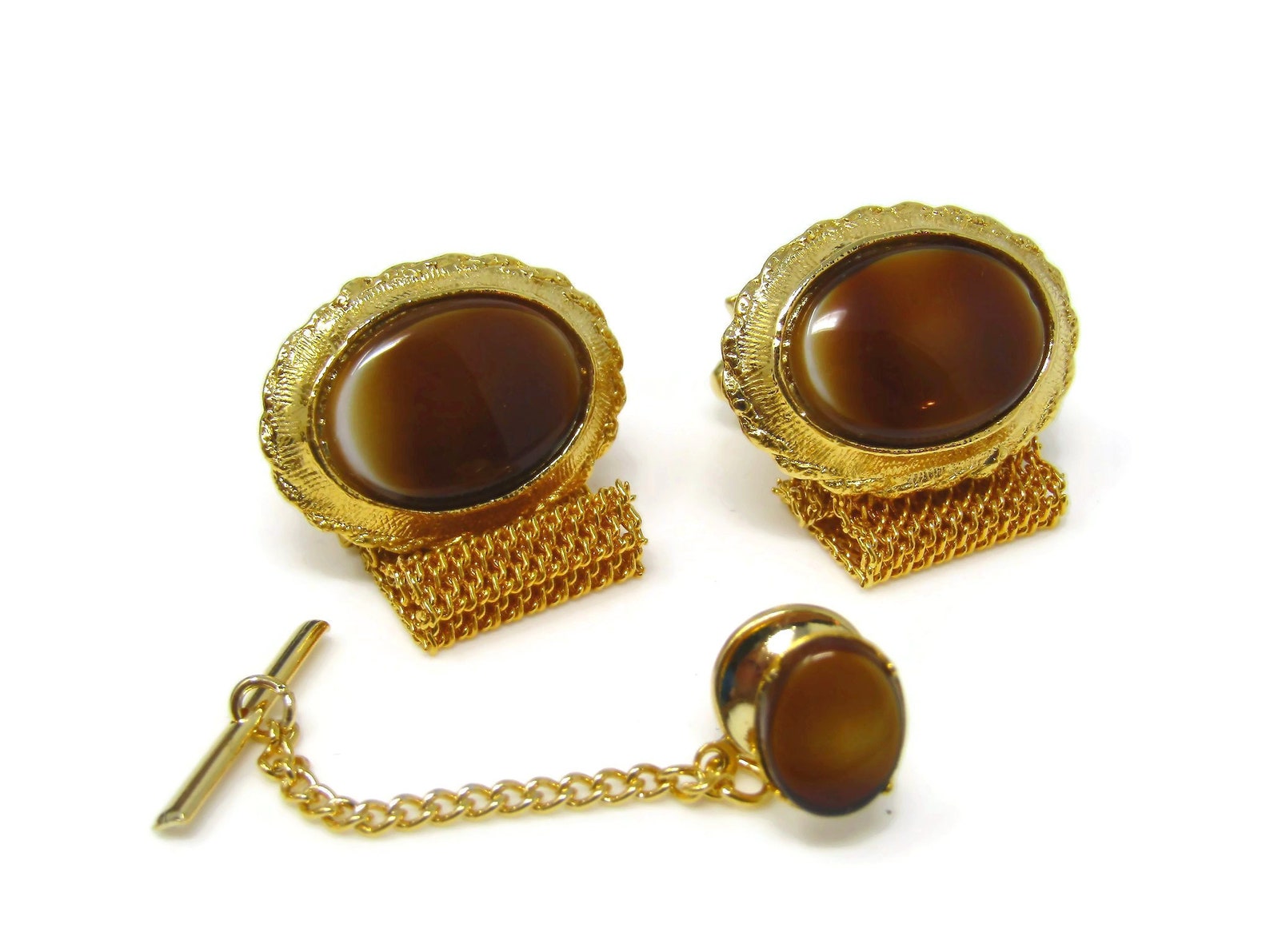 Men's Cufflinks and Tie Tack Pin Set Vintage Imported - Etsy