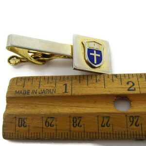 Religious Cross Tie Clip Vintage Tie Bar: Blue Enamel Shield Book ...