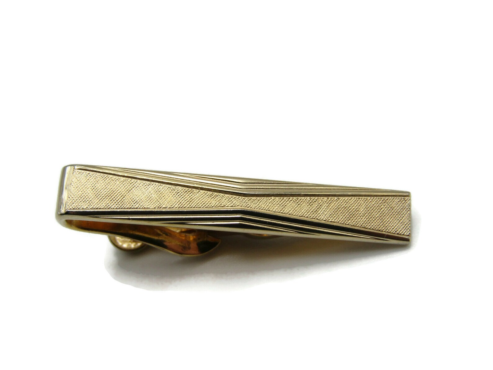 Inverted Triangle Design Brushed Finish Modernist Gold Tone Tie Clip ...
