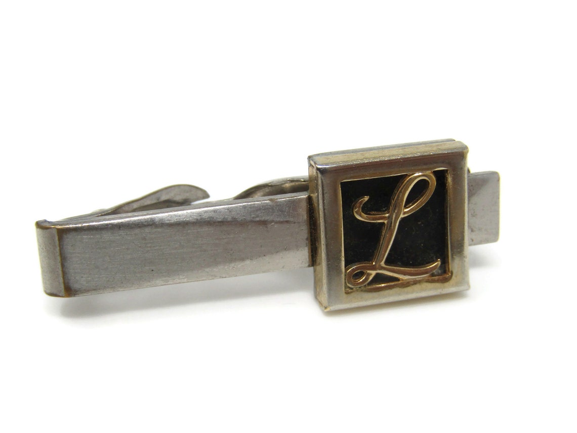 Letter L Initial Cursive Design Tie Clip Bar Faded Silver Tone - Etsy