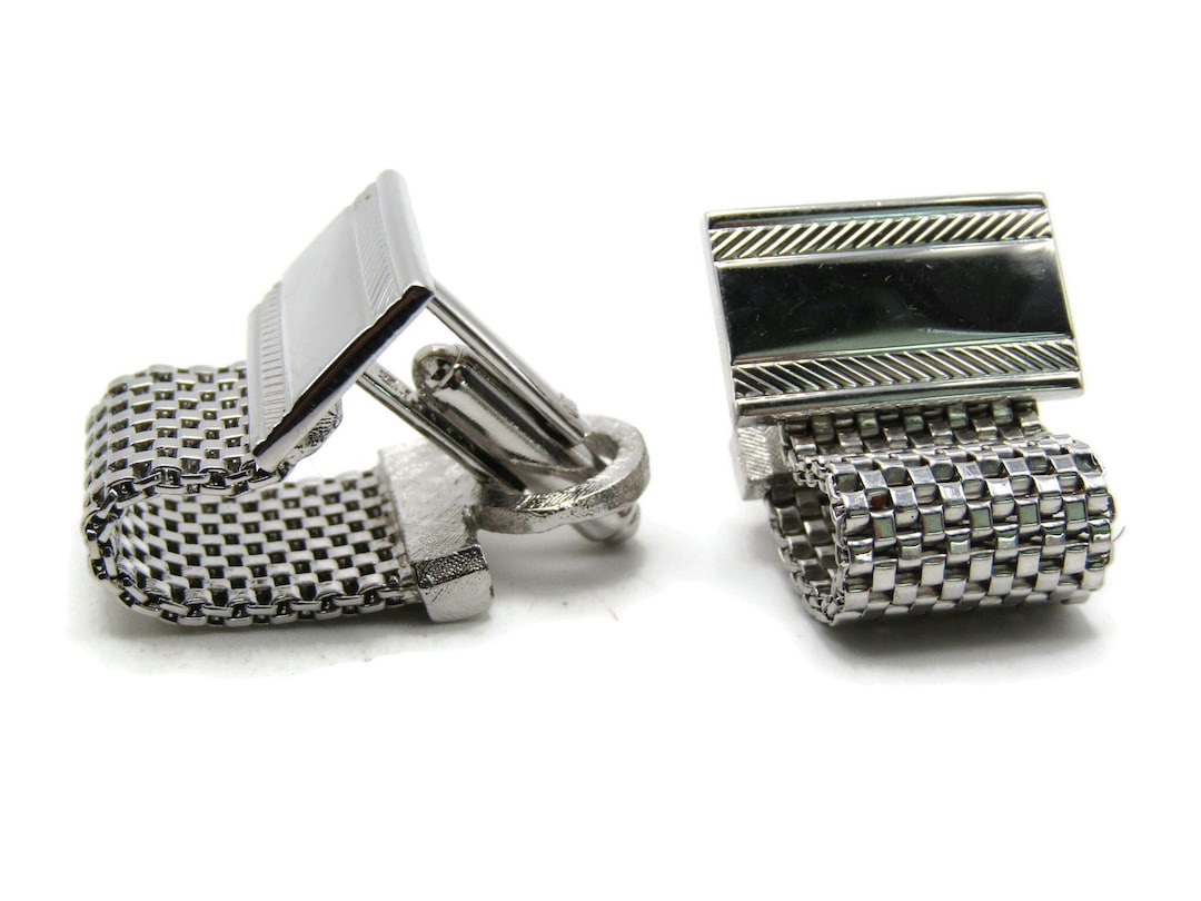 Horizontal Bars and Chain Cuff Links Men's Jewelry Silver Tone - Etsy