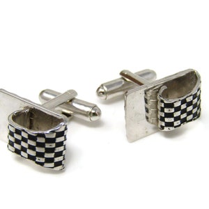 Folded Checkered Cuff Links Cufflinks for Men Vintage Silver Tone - Etsy