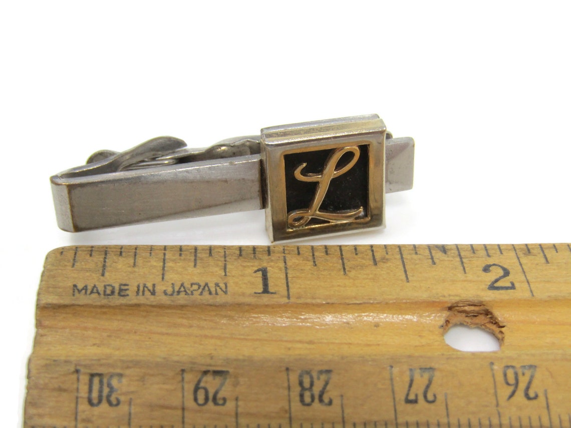 Letter L Initial Cursive Design Tie Clip Bar Faded Silver Tone - Etsy