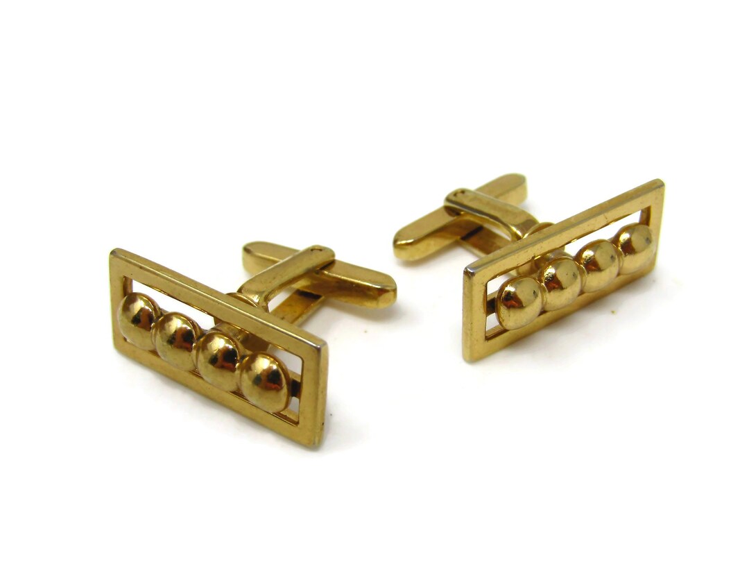 Vintage Cufflinks for Men Ball Line Center Nice Design Gold Tone - Etsy