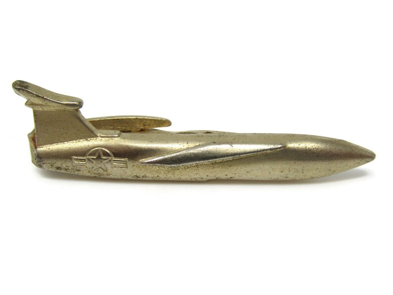 USAF Air Force Military Jet Tie Clip Bar Gold Tone Vintage - Etsy