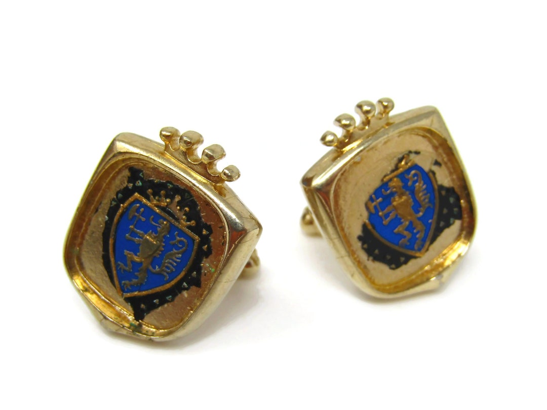 Shield Crest Cufflinks for Men Vintage (paint Wear) - Etsy