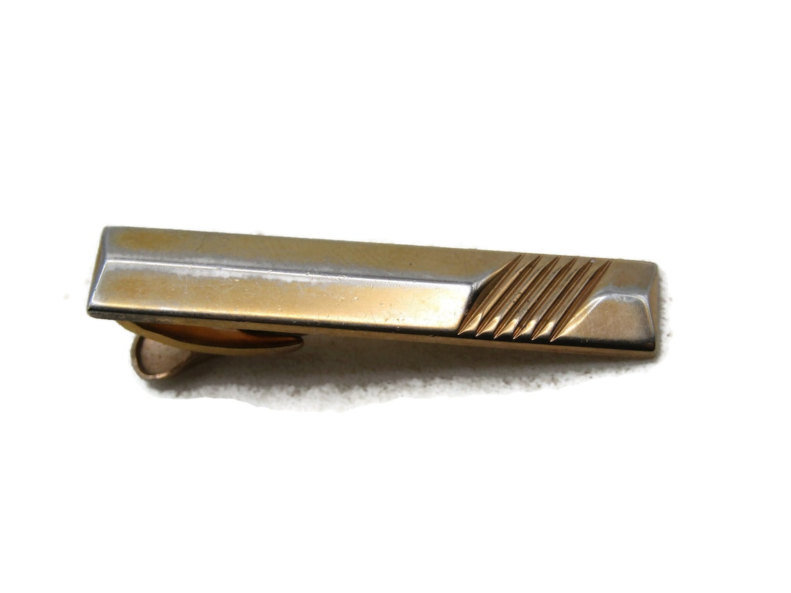 Diagonal Lines Tie Bar Tie Clip Men's Modernist Jewelry Gold Tone - Etsy
