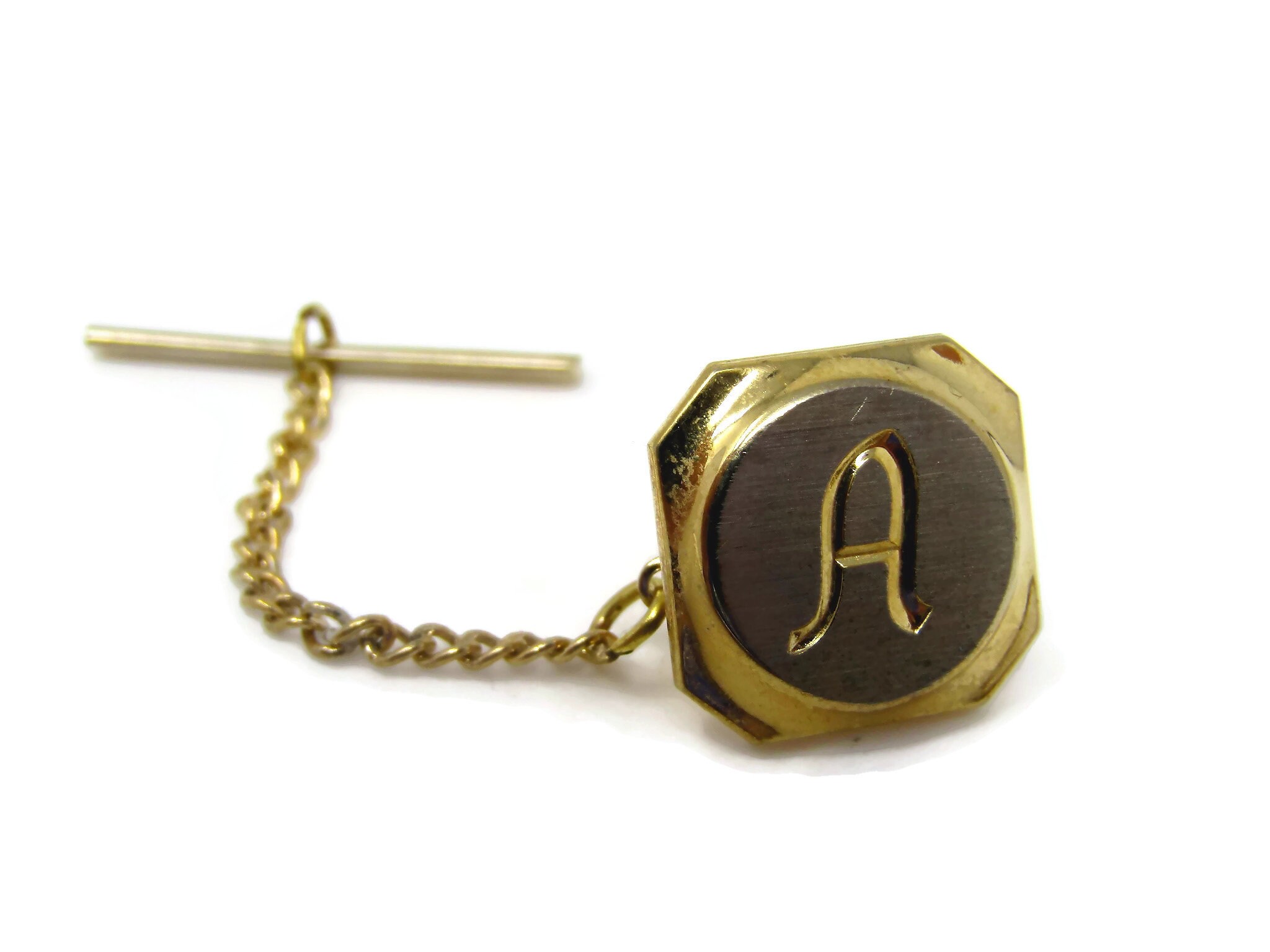 Vintage Tie Tack Tie Pin: Letter A Initial Nice Design