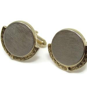 Nice Circle Wreath Bottom Cufflinks Gold Tone Vintage Men's Jewelry ...