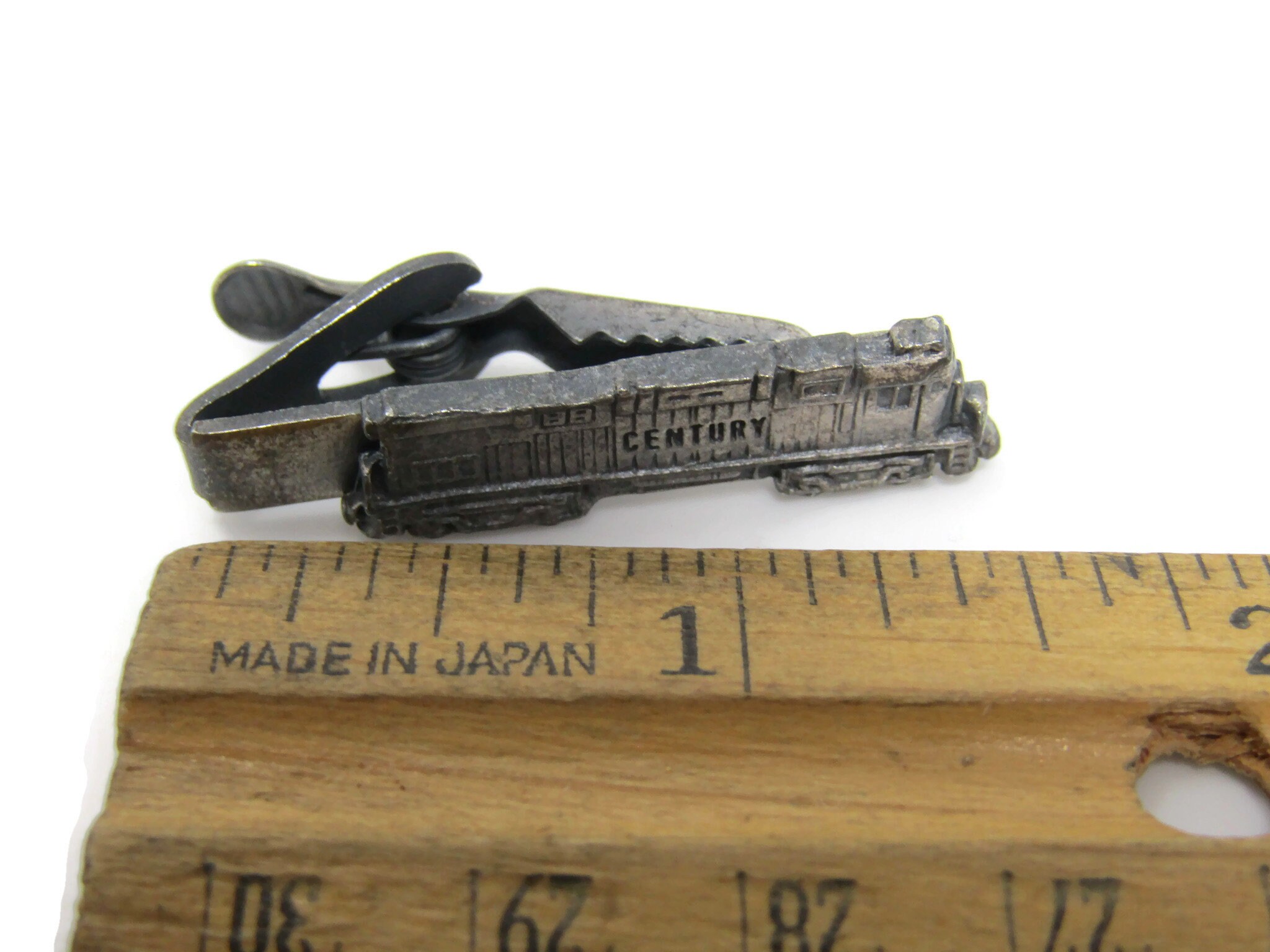 Century Train Railroad Tie Clip Tie Bar: Vintage Silver Tone - Stand ...