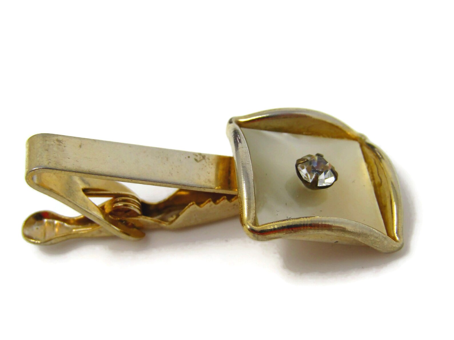 Cool Tie Clip Vintage Mens Tie Bar Clear Jewel Accent Gift for - Etsy