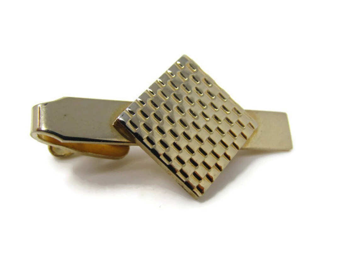 Weave Texture Square Center Tie Clip Vintage Tie Bar: Gold Tone - Etsy