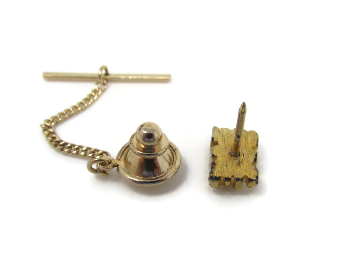 Gold Tone Chunk Art Tie Tack Pin Vintage Men's Jewelry Nice Design - Etsy