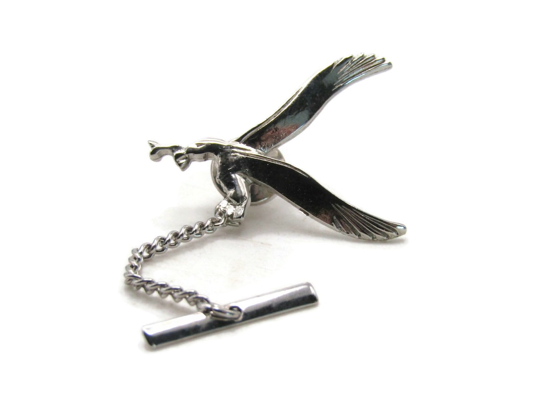 Bird With A Fish Tie Pin and Chain Men's Jewelry Silver Tone - Etsy