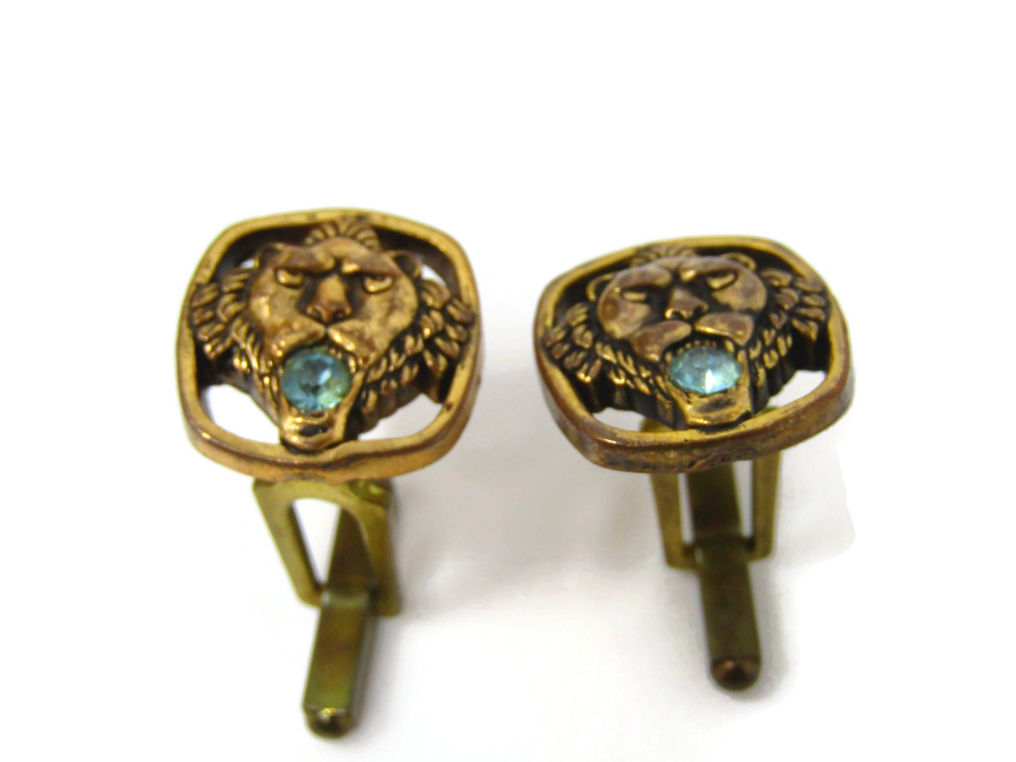 Lion Cuff Links Cufflinks for Men Blue Jewel Mouth Nice Design