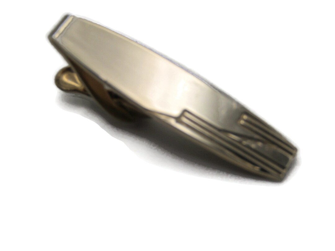 Vintage Tie Bar Tie Clip Gold Tone Geometric Pattern Classic Design Men ...