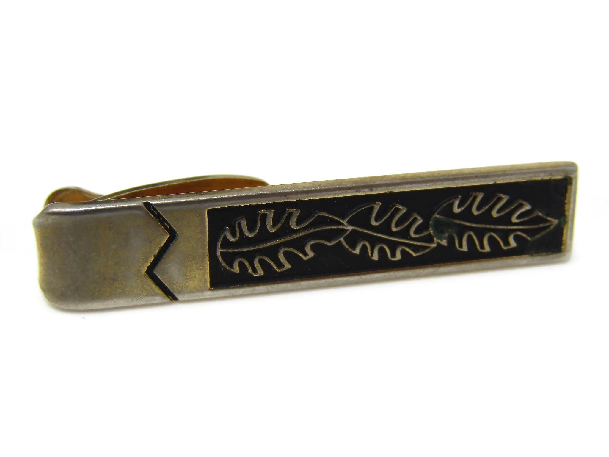 Vintage Tie Clip Bar for Men: Triple Leaf Design Nice Design Made in USA