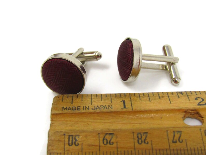 Red Fabric Cufflinks for Men Vintage Silver Tone Border - Etsy