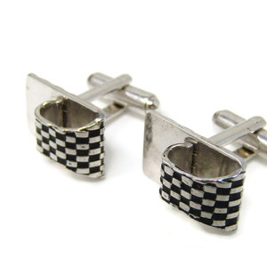 Folded Checkered Cuff Links Cufflinks for Men Vintage Silver Tone - Etsy