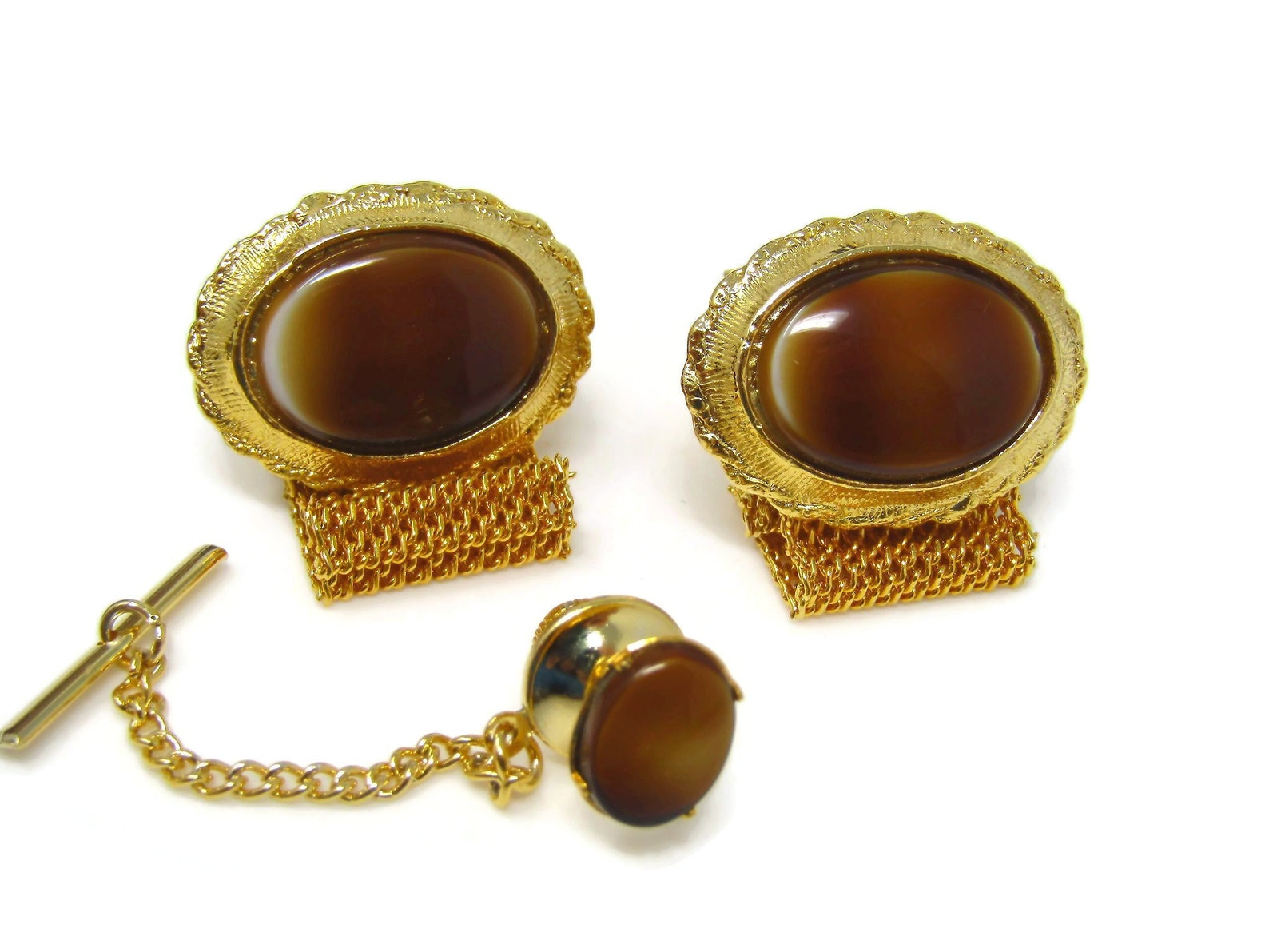 Men's Cufflinks and Tie Tack Pin Set Vintage Imported | Etsy