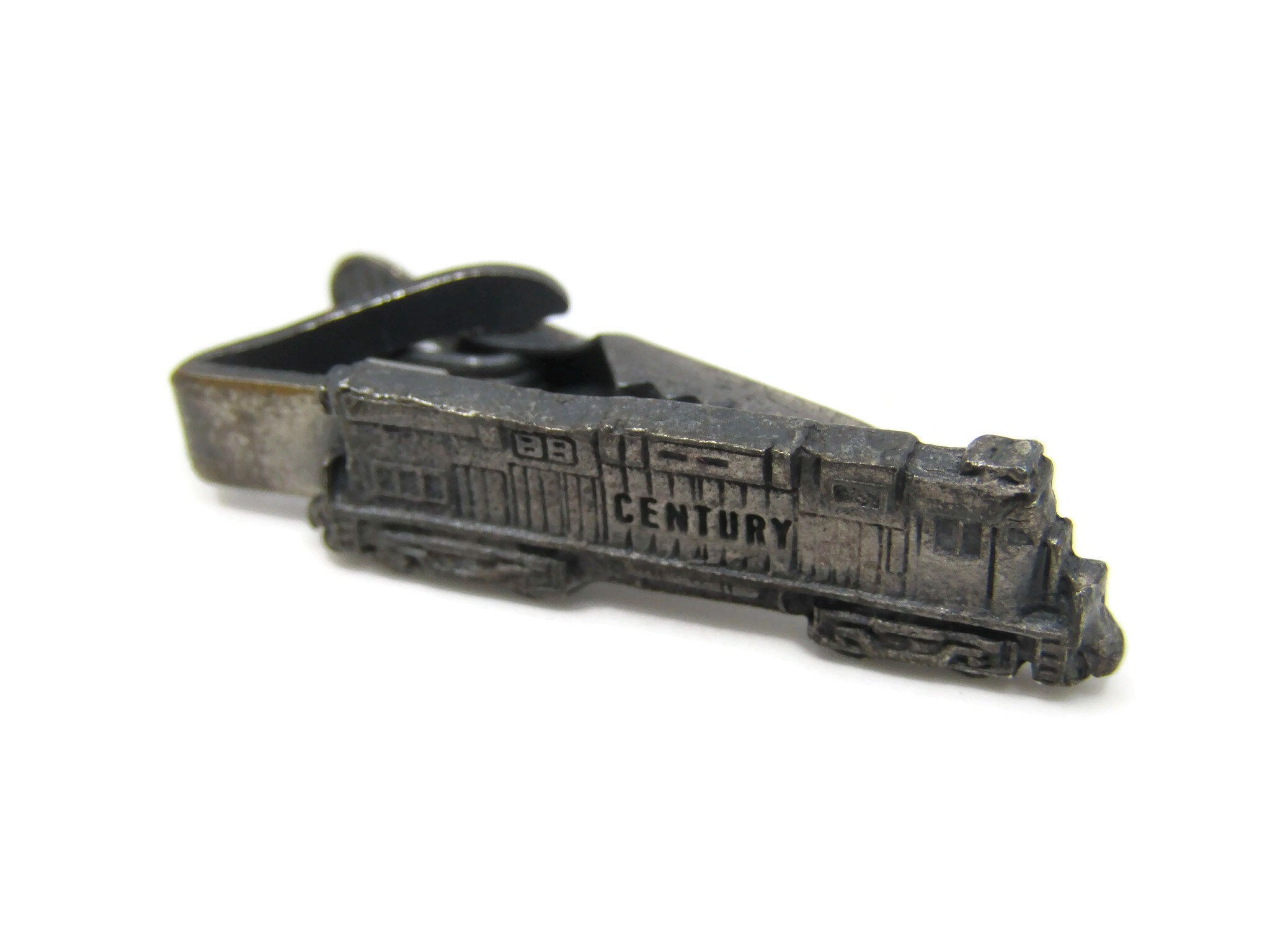 Century Train Railroad Tie Clip Tie Bar: Vintage Silver Tone - Stand ...