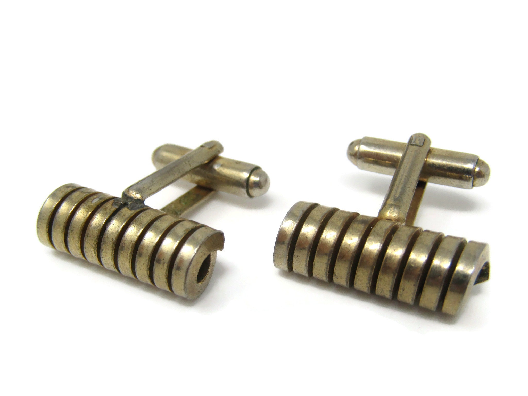 Coil Spring Design Men's Cufflinks: Vintage Gold Tone - Stand Out from ...