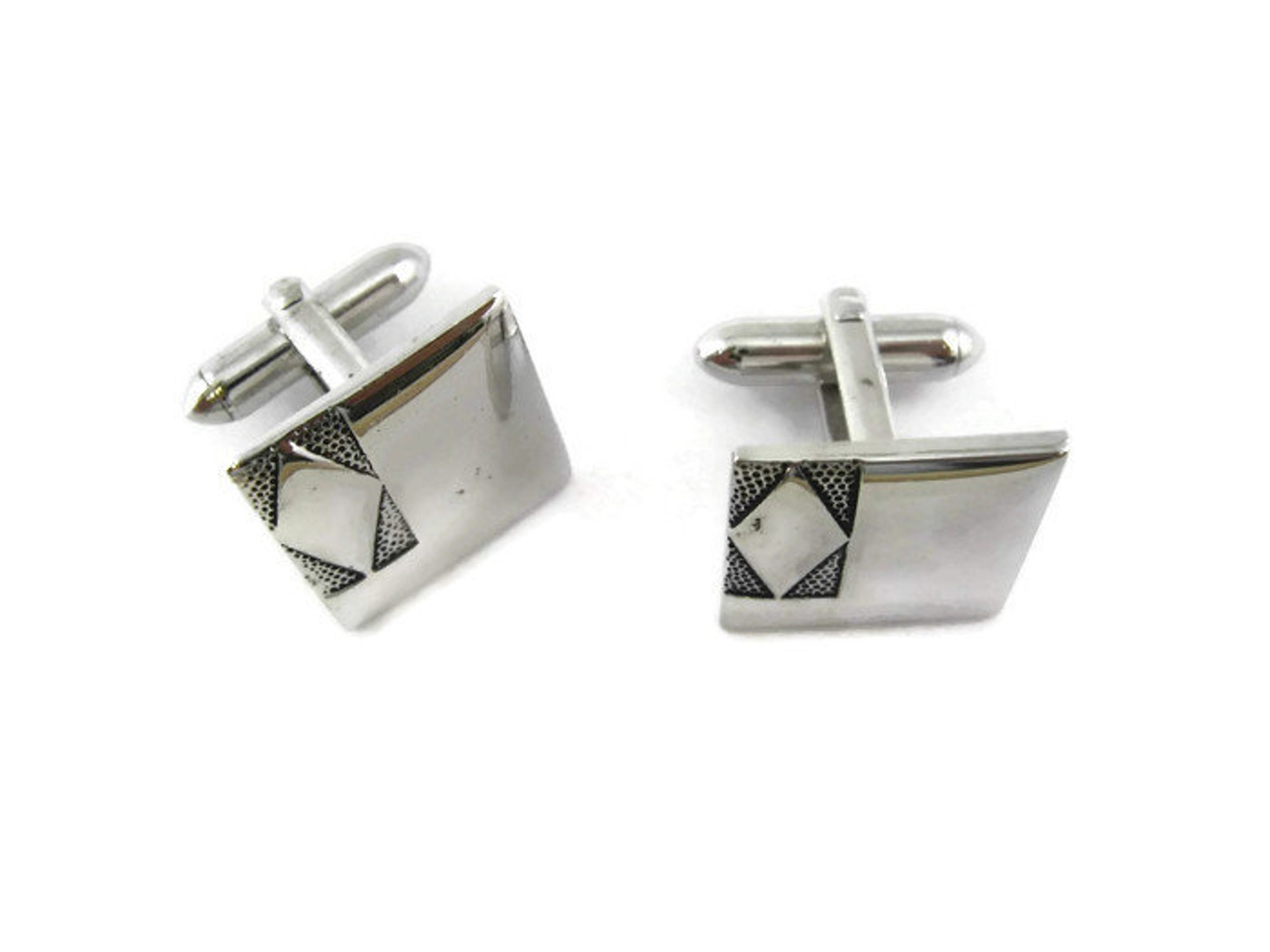 Vintage Cufflinks for Men: Diamond Shape on Black Dotted Background ...