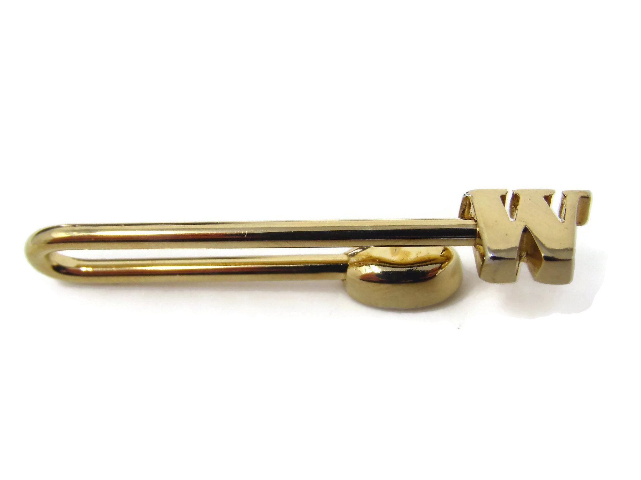 Vintage Tie Bar Clip: Letter W Initial W Sleek & Amazing Design Gold ...