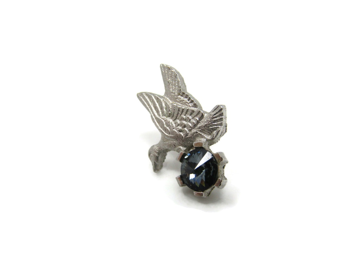 Duck Bird Tie Pin Tack Vintage: Beautiful Design Blue Jewel - Etsy
