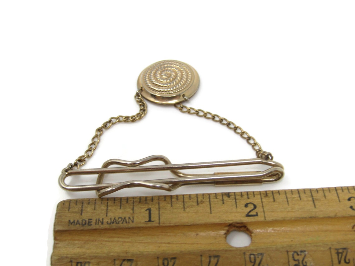 Rope Swirl Medallion Chain Hadley Tie Clip Bar Gold Tone | Etsy