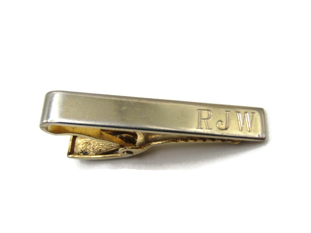 RJW Initial Monogram Smooth Finish Classic Design Gold Tone Tie Clip ...