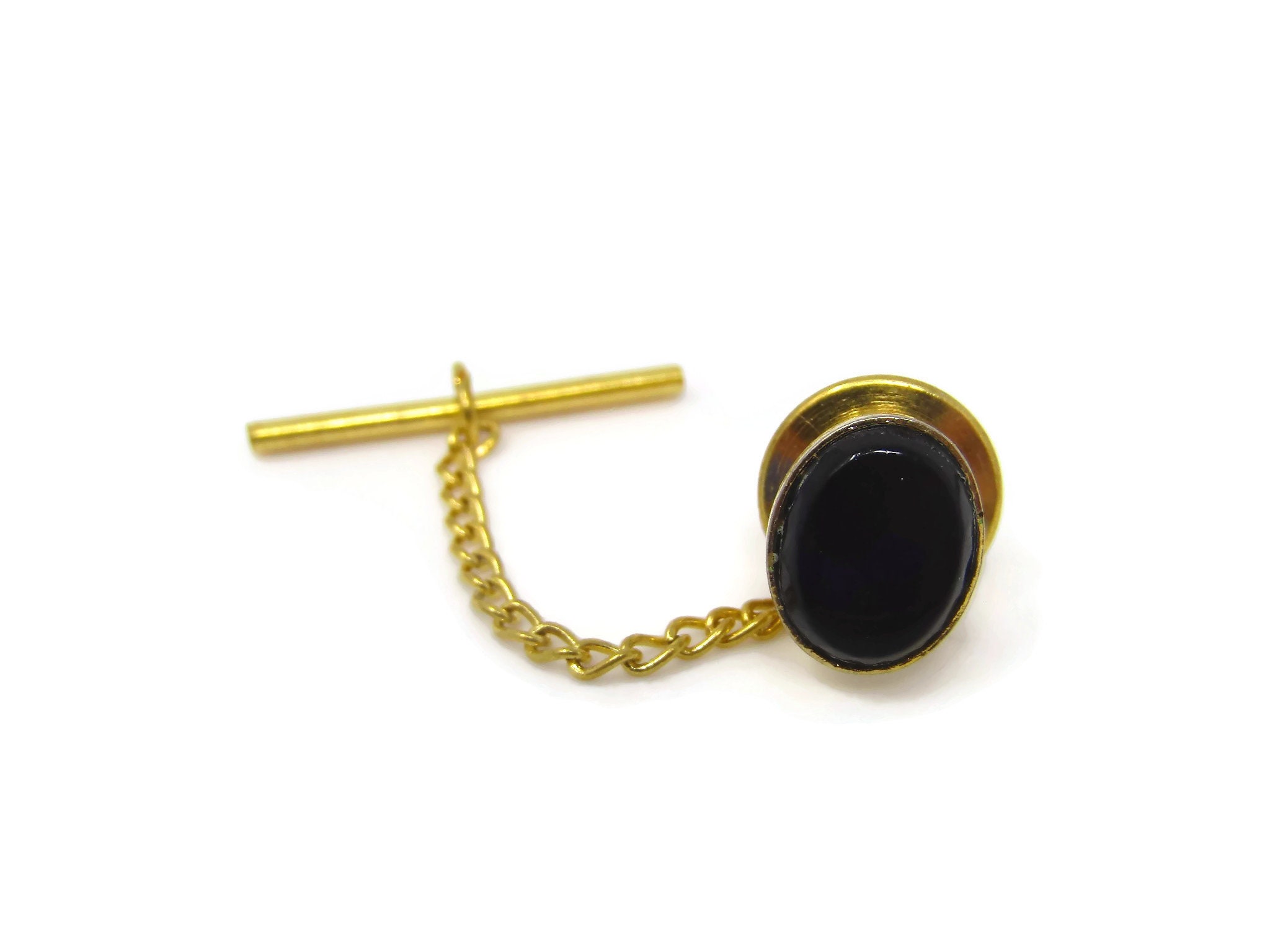 Vintage Tie Tack Tie Pin: Black Accent Nice Classic Design