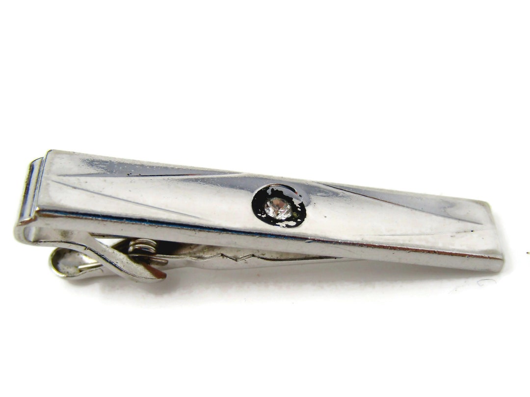 Cool Tie Clip Vintage Tie Bar Clear Jewel Gift for Dad Son Husband ...