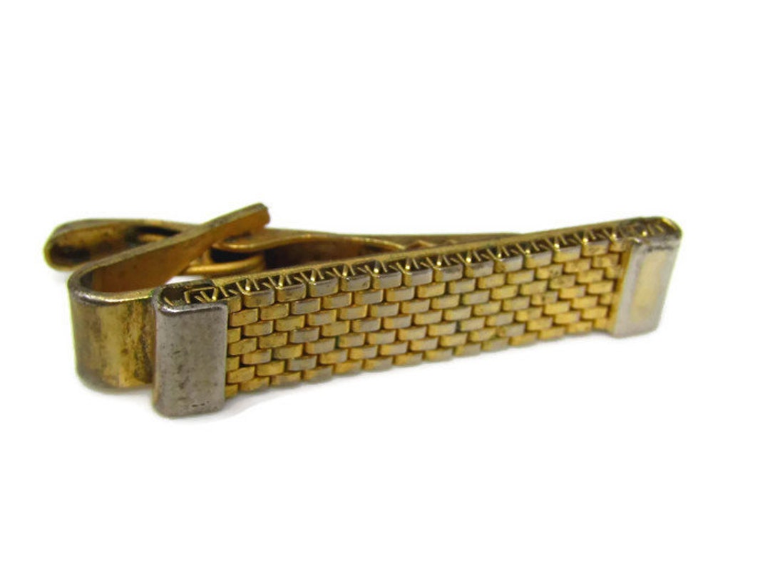 Vintage Tie Bar Tie Clip: Mesh Design Gold Tone Excellent Style - Etsy