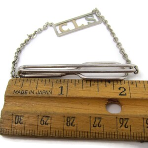 Vintage Tie Bar Clip: CLS Letters Initials "cls" Silver Tone Chain ...