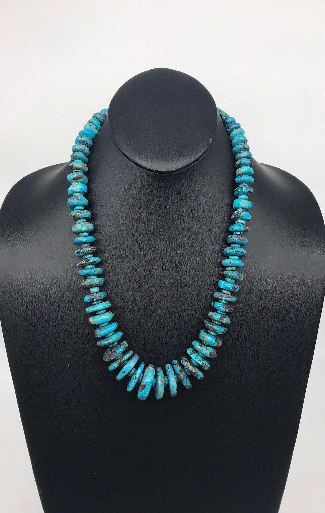 Large Graduated Turquoise Discs With Sterling Silver Beads at the End ...