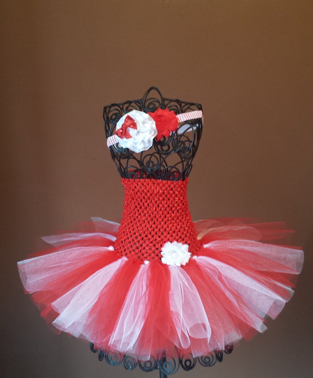 Rojo + Blanco Tutu Vestido y Headhand Set , Cumpleaños, recién nacido ...