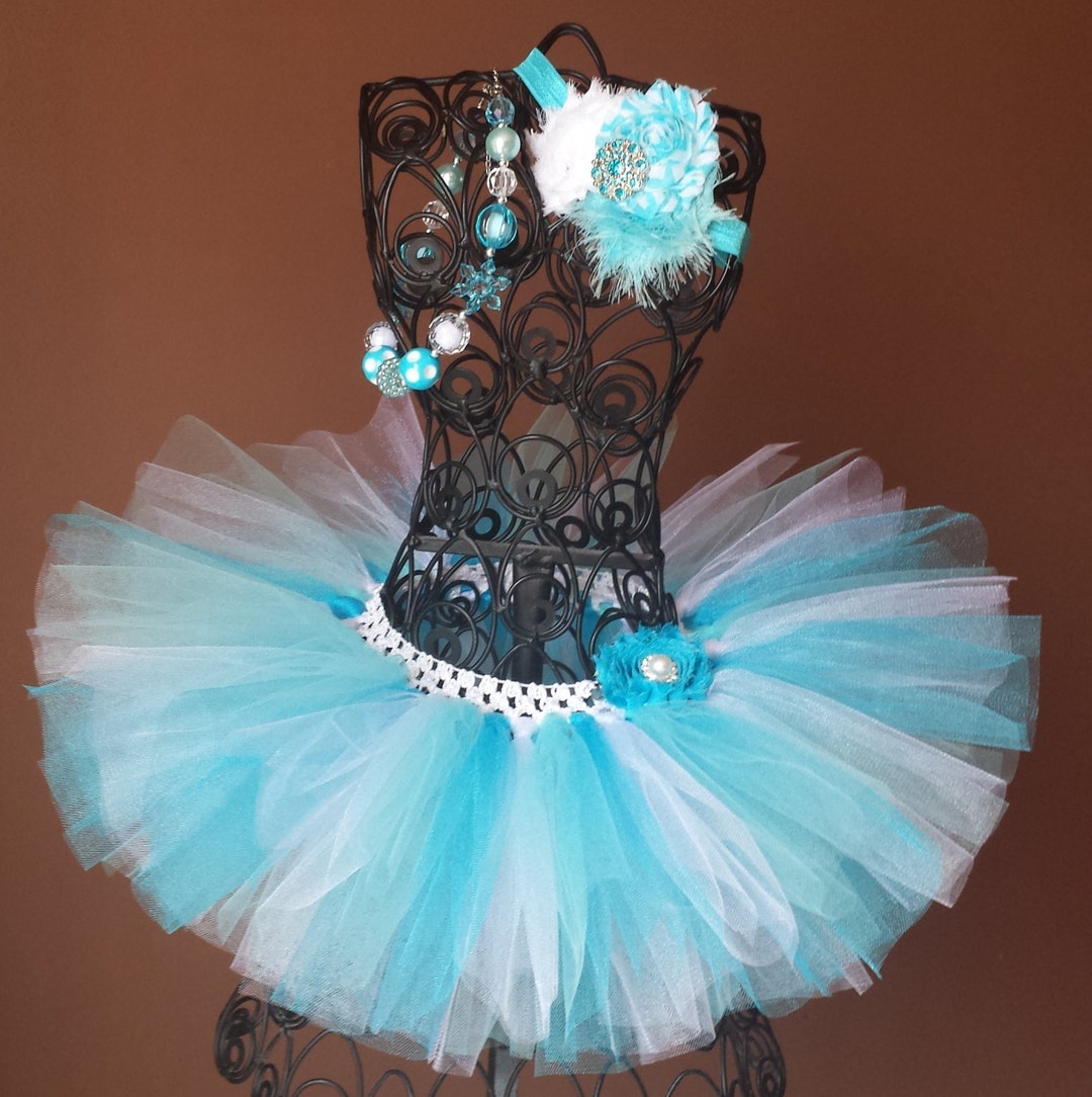 Turquoise, Aqua, & White Tutu and Headband Set, Frozen Tutu Set,tutu ...