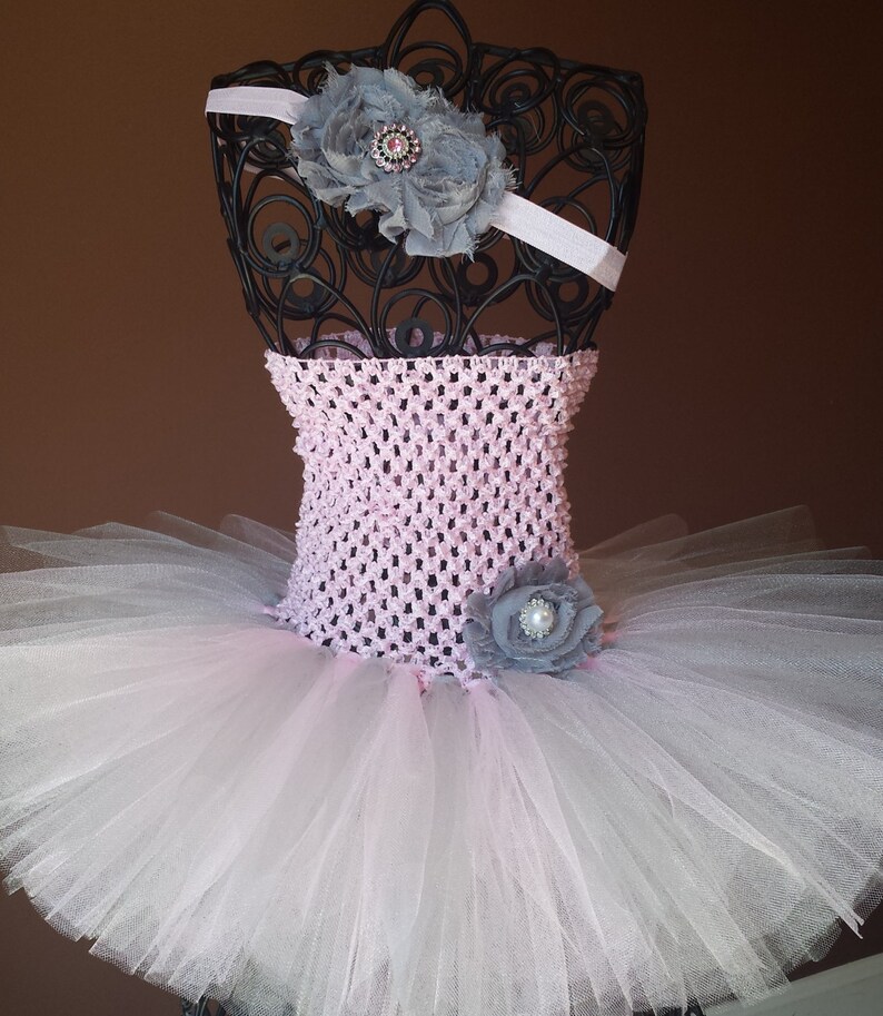 Pink and Gray Tutu Dress and Headhand Setbirthdaynewborn - Etsy UK