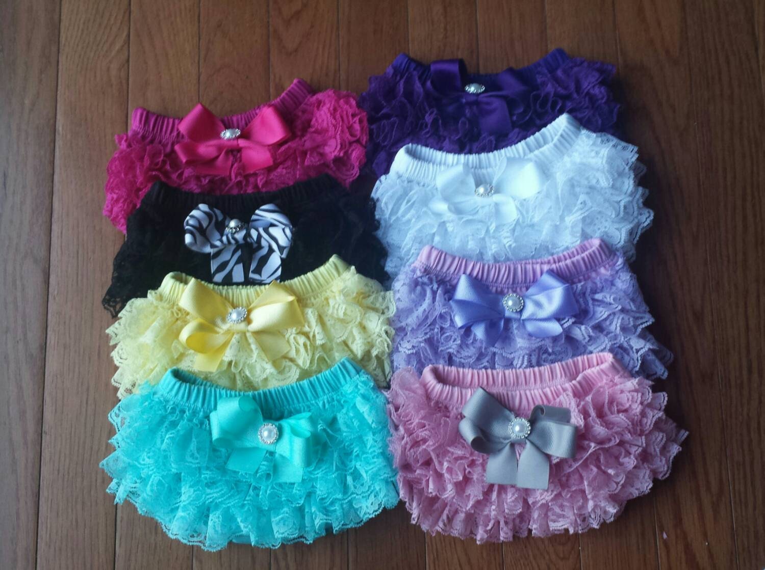 You Choose Color Lace Ruffled Bloomers With Choice of Bow | Etsy